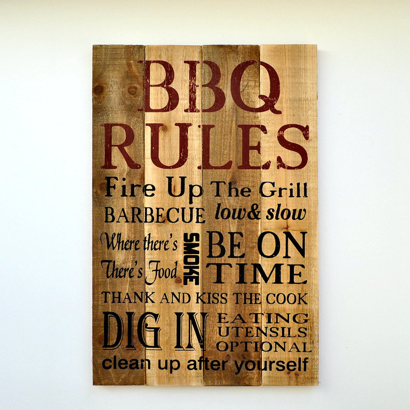 Trinx BBQ Rules - Unframed Textual Art Print on MDF | Wayfair